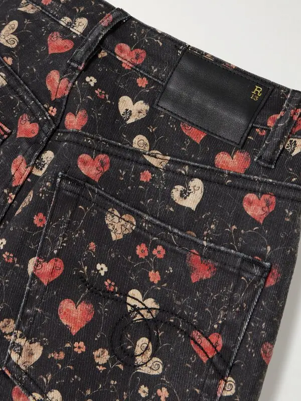 R13 Jane Printed Slim-leg Jeans - Black