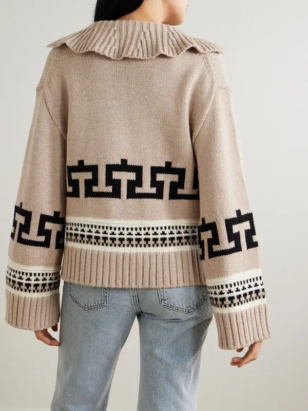 Simkhai Intarsia Wool And Cashmere-blend Sweater - Neutrals