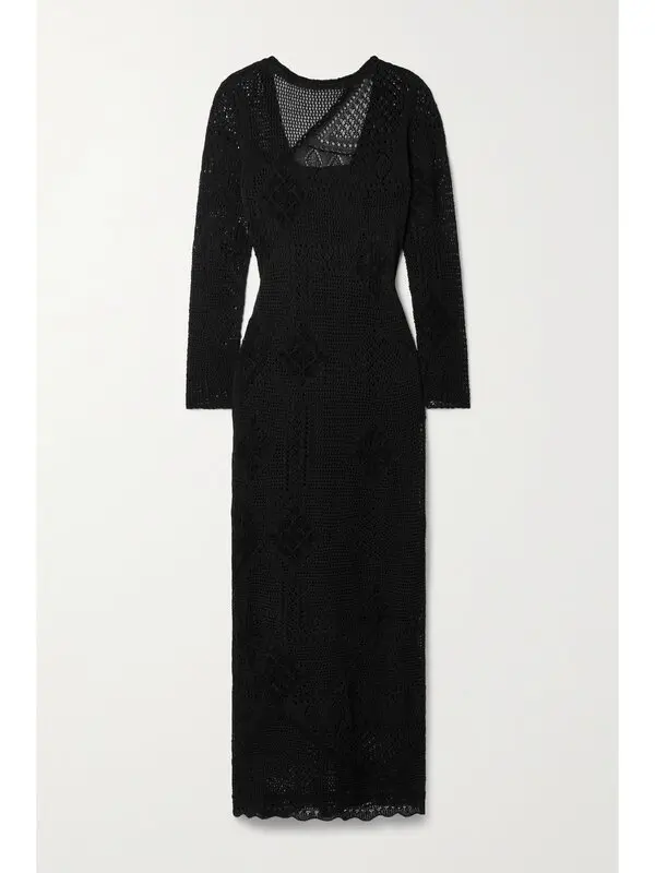 Lafayette 148 New York Crochet-knit Cotton Midi Dress - Black