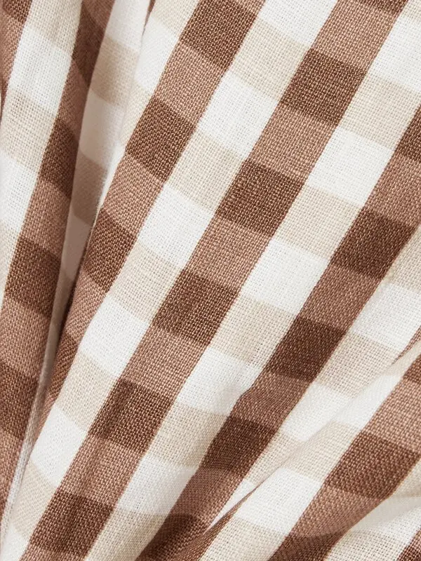 Faithfull The Brand Sofia Tie-detailed Gingham Linen Mini Dress - Brown