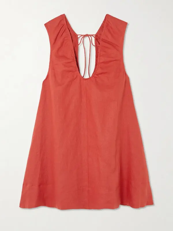 Faithfull The Brand Perla Linen Mini Dress - Red