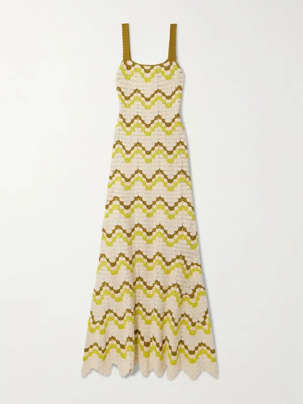 Escvdo Marea Scalloped Crocheted Maxi Dress - Neutrals