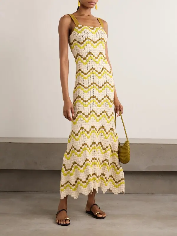 Escvdo Marea Scalloped Crocheted Maxi Dress - Neutrals