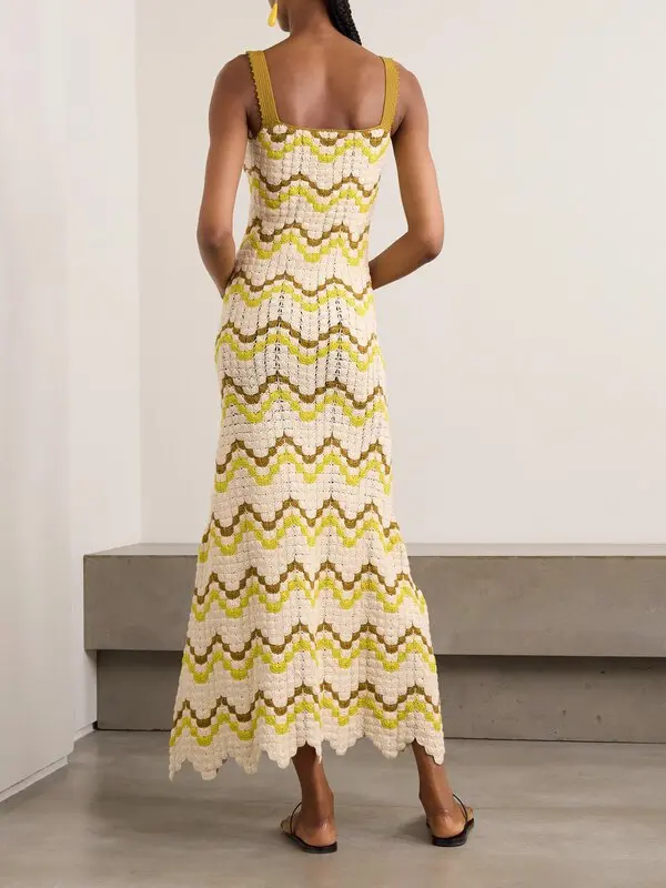 Escvdo Marea Scalloped Crocheted Maxi Dress - Neutrals