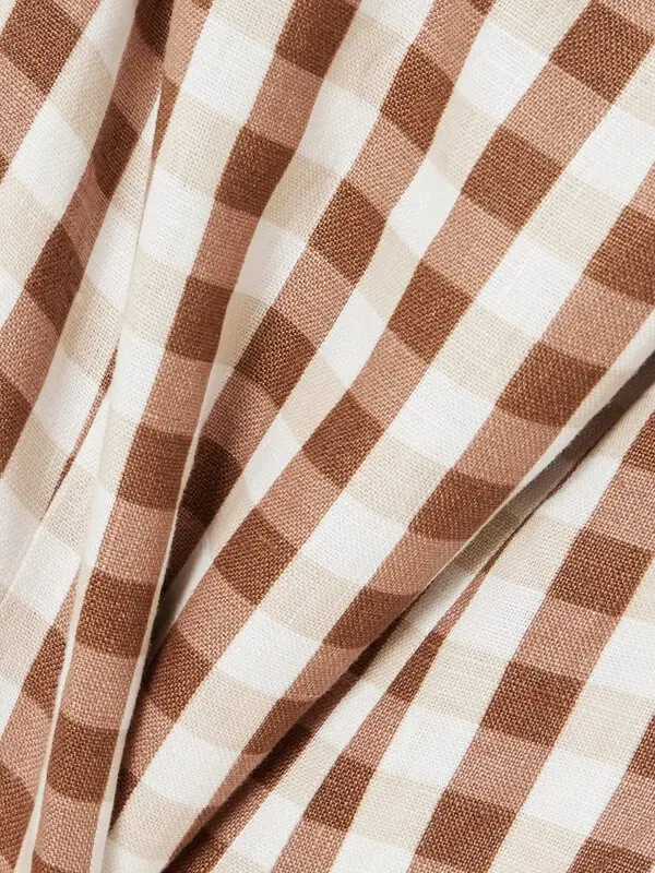 Faithfull The Brand Ana Gingham Linen Peplum Top - Brown