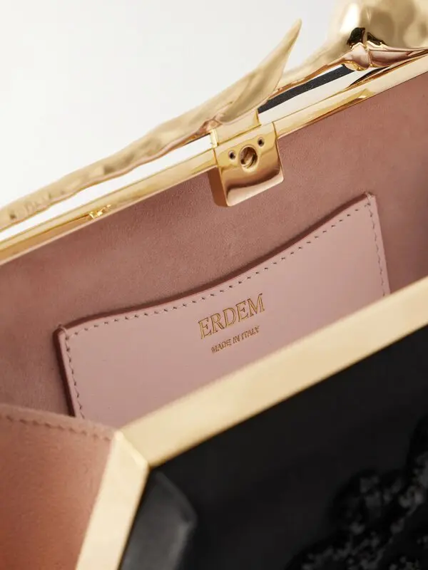 Erdem Bloom Embellished Satin Clutch