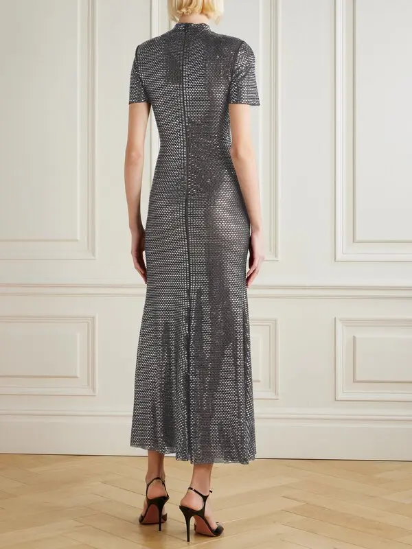 SELF-PORTRAIT Crystal-embellished Mesh Midi Dress