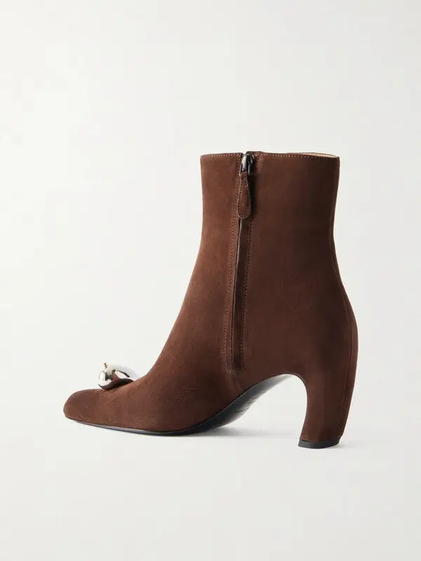 Tory Burch Pierced Xl Embellished Suede Ankle Boots