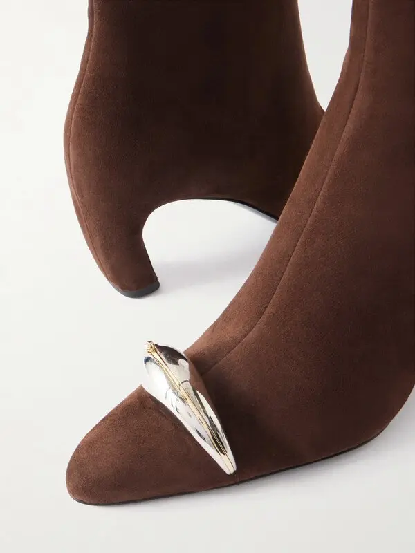 Tory Burch Pierced Xl Embellished Suede Ankle Boots
