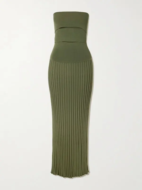 Christopher Esber Sunray Strapless Ribbed-knit Dress - Green