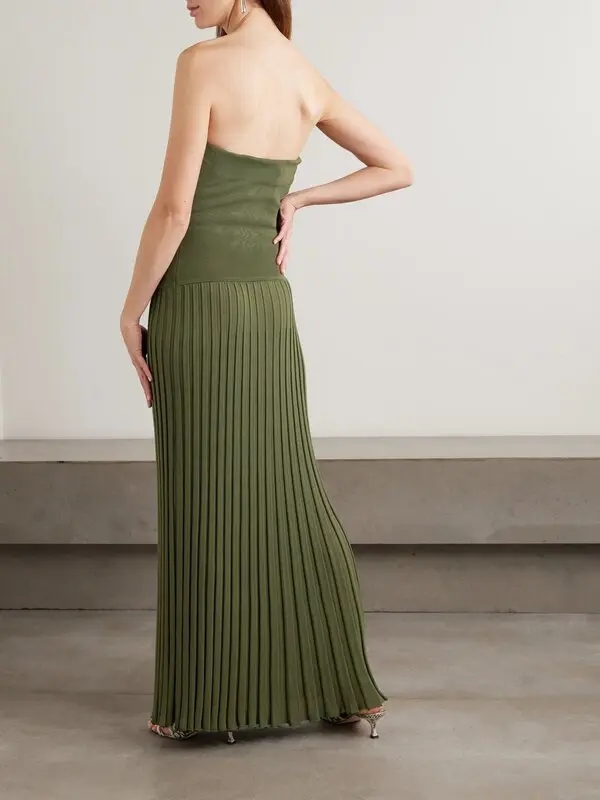 Christopher Esber Sunray Strapless Ribbed-knit Dress - Green