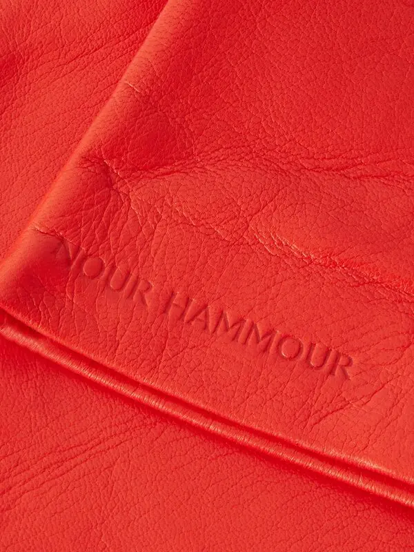 Nour Hammour Leather Elbow-length Gloves - Red