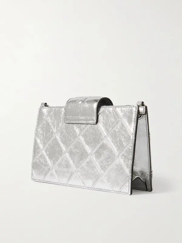 Tory Burch Fleming Mini Quilted Metallic Leather Shoulder Bag