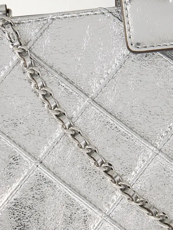 Tory Burch Fleming Mini Quilted Metallic Leather Shoulder Bag
