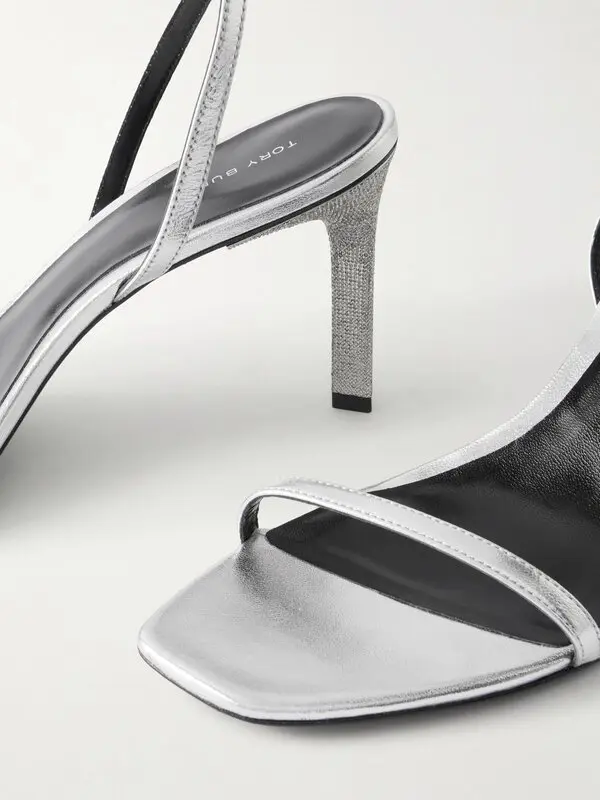 Tory Burch Crystal-embellished Metallic Leather Sandals