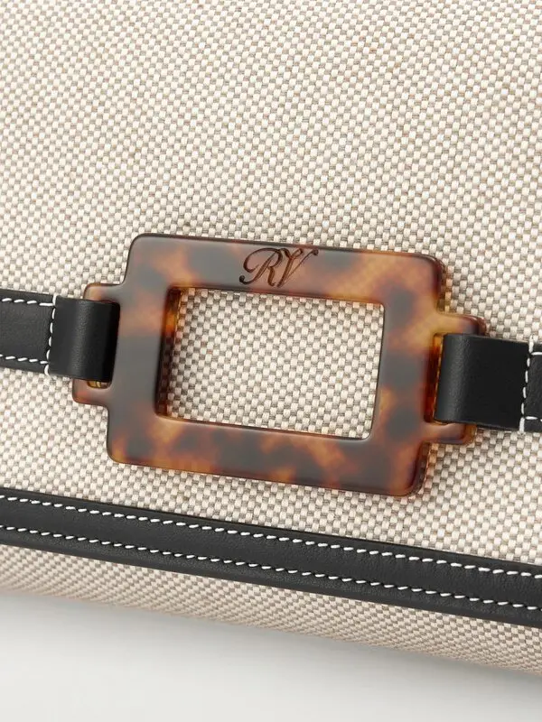 ROGER VIVIER Belle Vivier Buckled Canvas Clutch - Neutrals