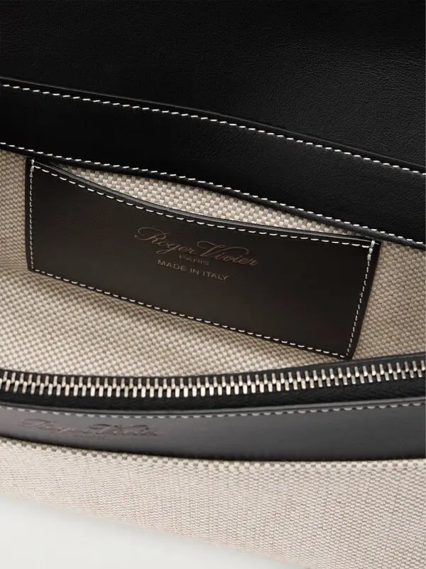 ROGER VIVIER Belle Vivier Buckled Canvas Clutch - Neutrals