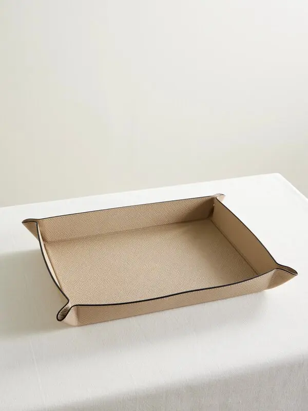 Smythson Panama Large Textured-leather Trinket Tray - Gray