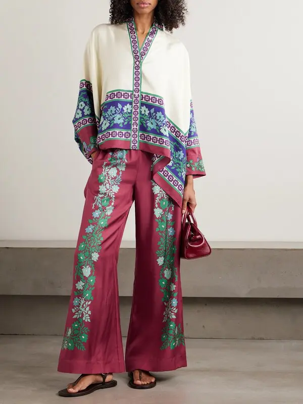 La DoubleJ Foulard Printed Silk Blouse - Red