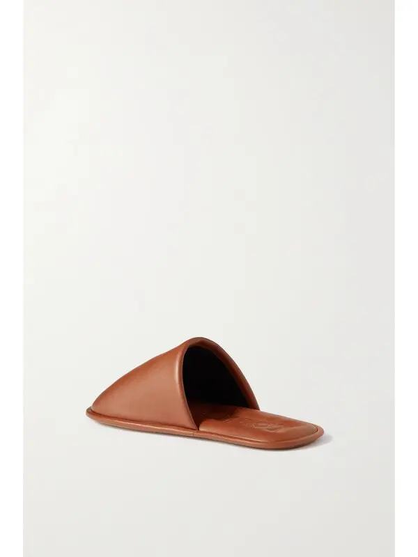 Loewe Logo-embossed Leather Slippers