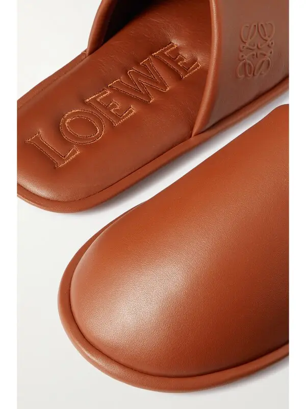 Loewe Logo-embossed Leather Slippers