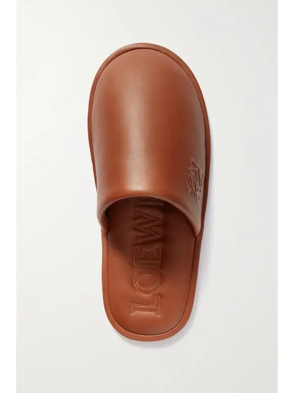 Loewe Logo-embossed Leather Slippers