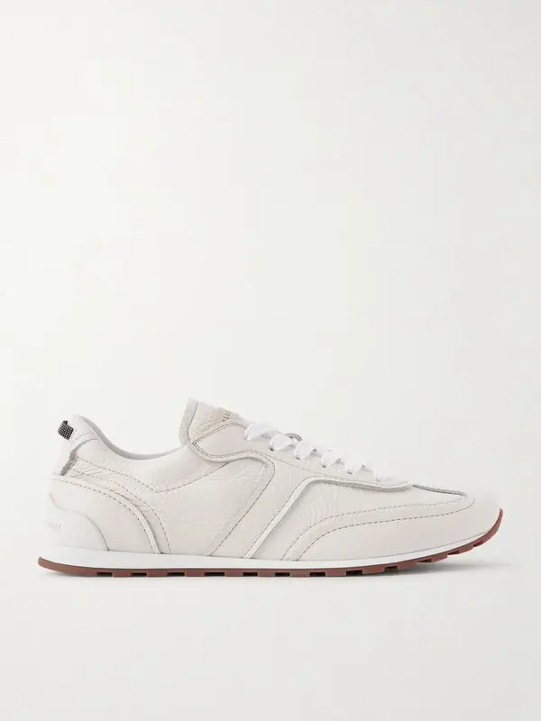 Brunello Cucinelli Embellished Textured-leather Sneakers