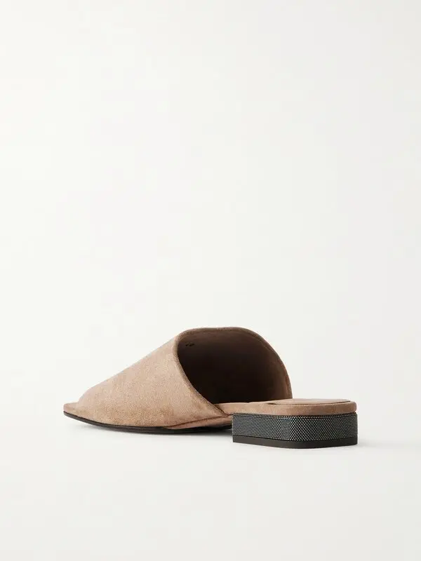 Brunello Cucinelli Embellished Suede Sandals - Brown