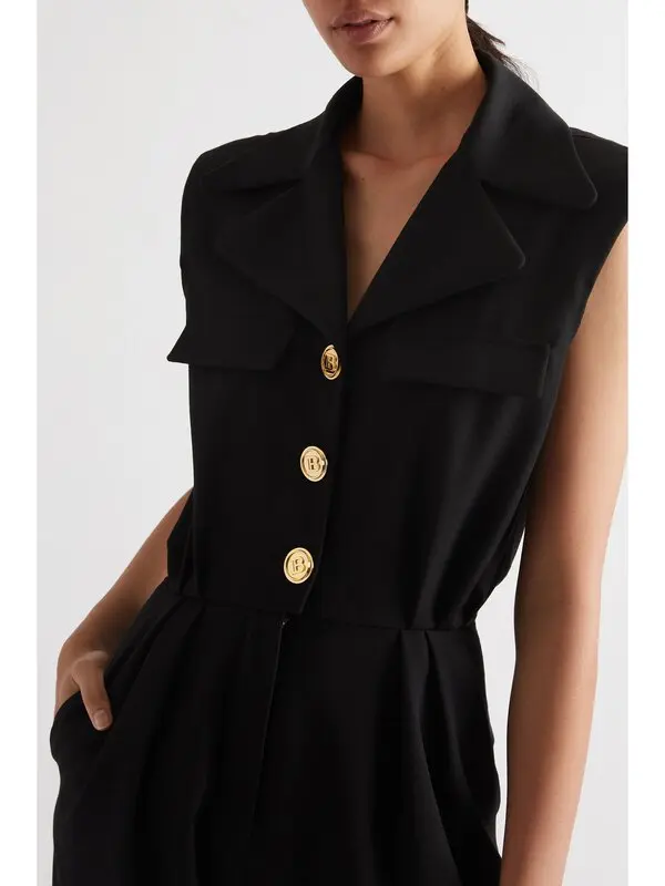 Balmain Button-embellished Grain De Poudre Wool Jumpsuit