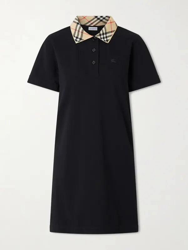 Burberry Checked Collar Cotton-piqué Mini Dress