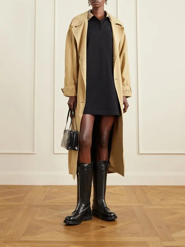 Burberry Checked Collar Cotton-piqué Mini Dress