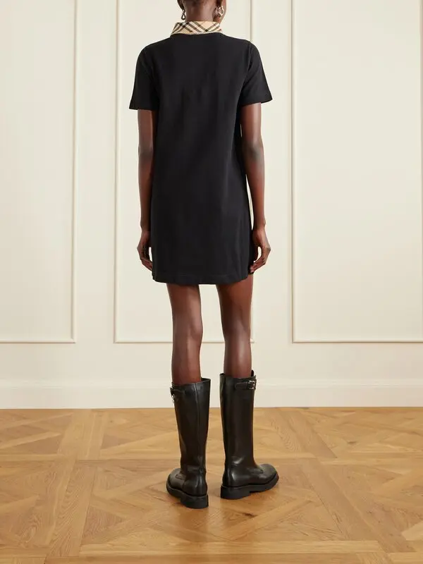 Burberry Checked Collar Cotton-piqué Mini Dress