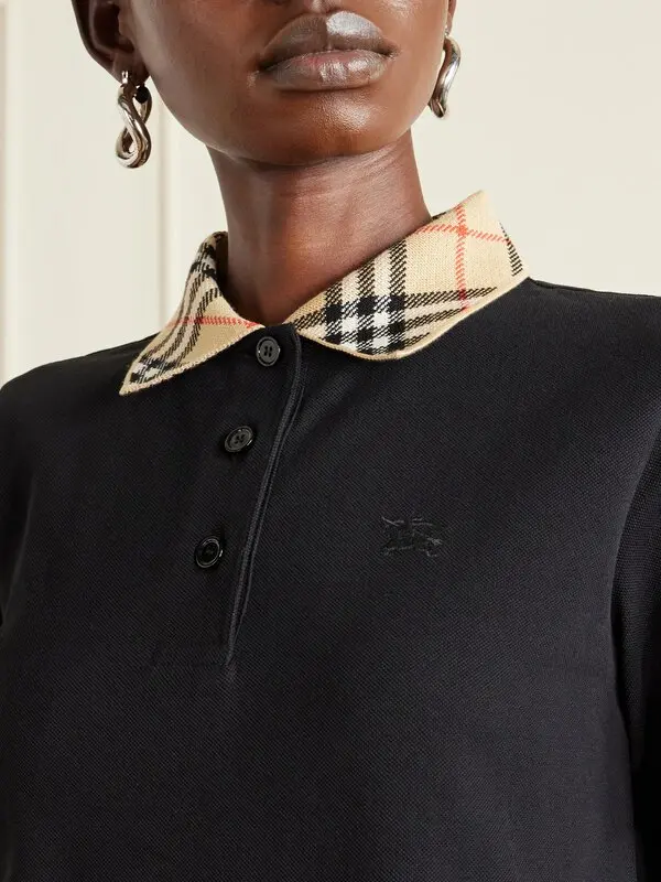 Burberry Checked Collar Cotton-piqué Mini Dress