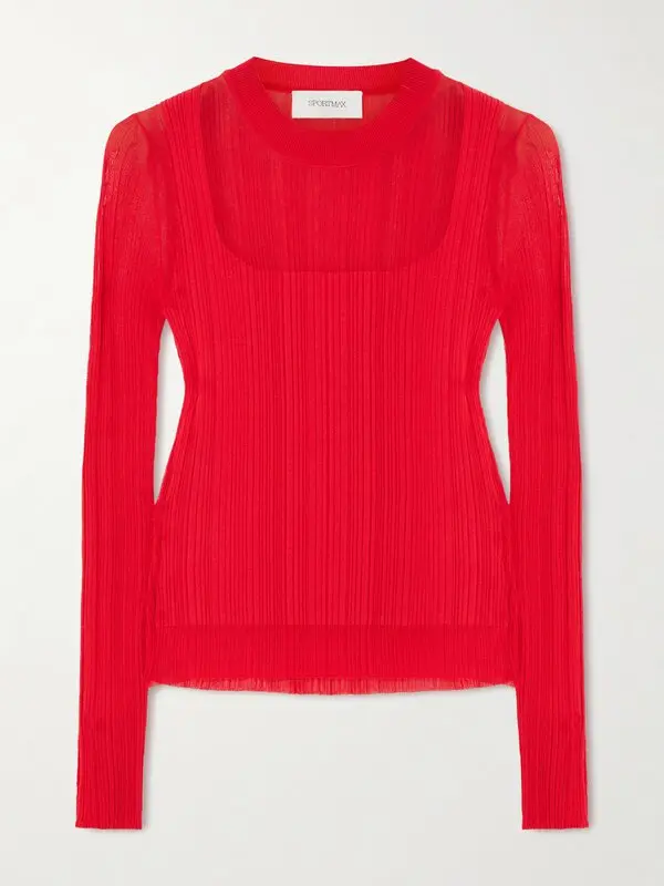Sportmax Ribbed Knit Top - Red