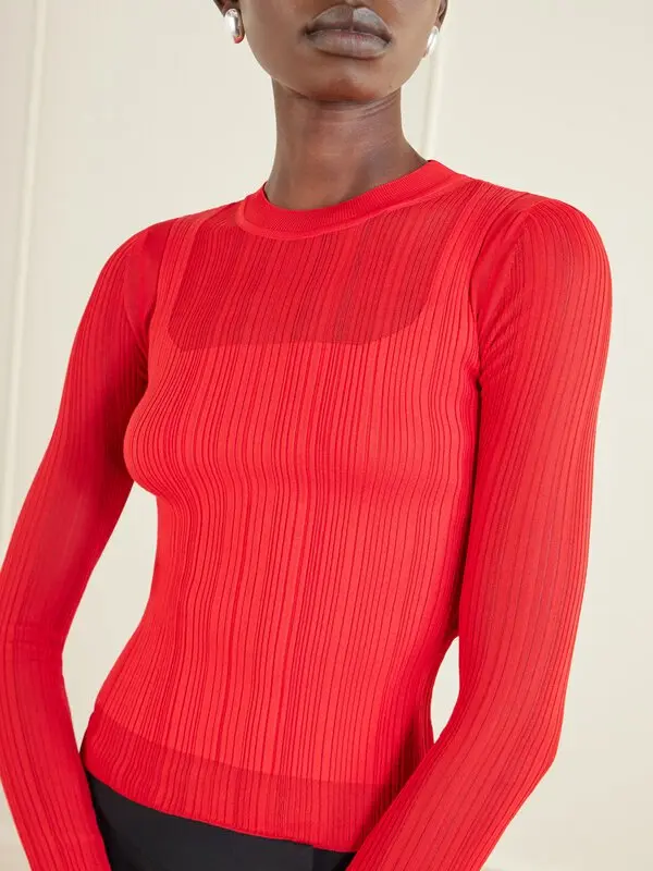 Sportmax Ribbed Knit Top - Red