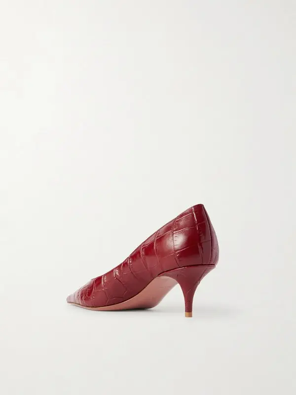 Amina Muaddi Barbara Croc-effect Leather Pumps - Red