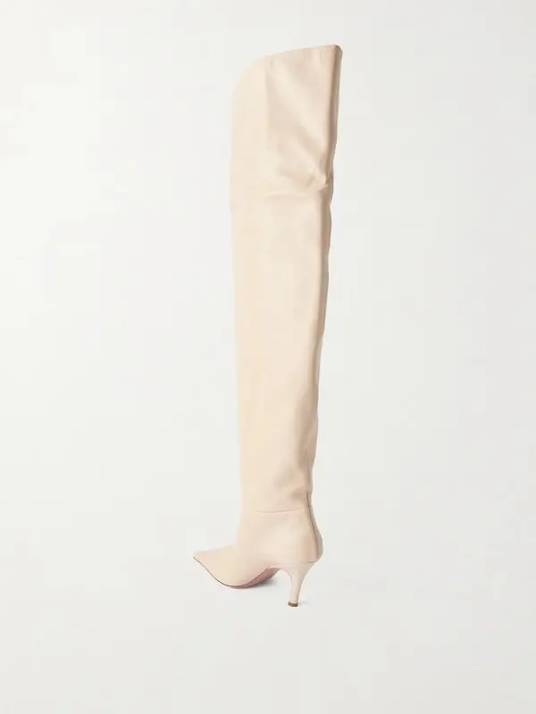 Amina Muaddi Jamie Leather Over-the-knee Boots - Neutrals