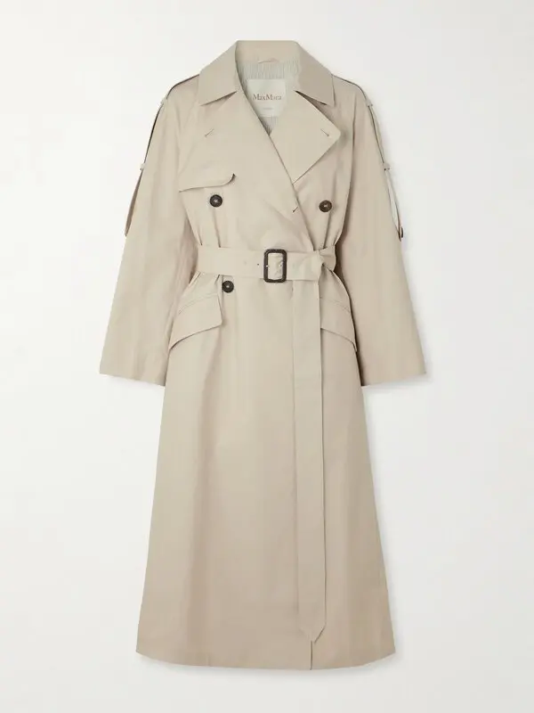 Max Mara Delfino Double-breasted Belted Cotton-blend Twill Trench Coat