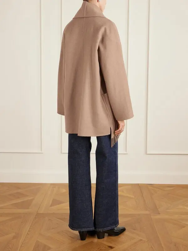Max Mara Belted Fringed Camel Hair Coat - Brown