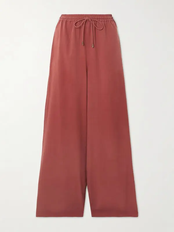 Max Mara Genero Silk Pants - Red