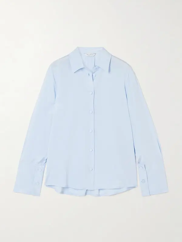 Max Mara Voliera Silk-blend Crepe Shirt - Blue