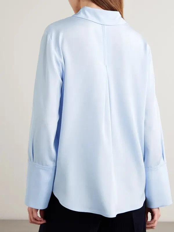 Max Mara Voliera Silk-blend Crepe Shirt - Blue