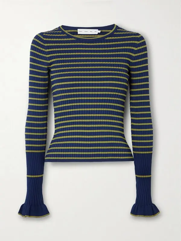 Proenza Schouler White Label Yasmine Striped Ribbed-knit Sweater - Blue