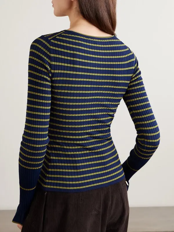 Proenza Schouler White Label Yasmine Striped Ribbed-knit Sweater - Blue