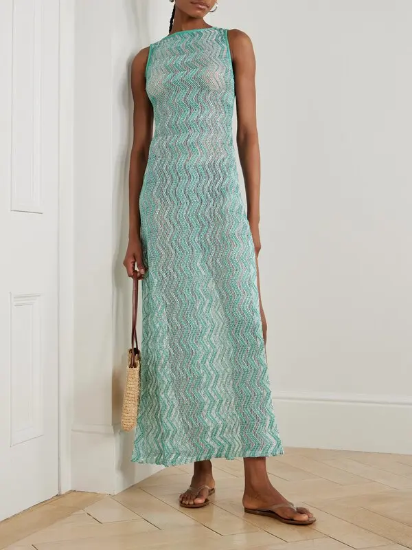 Missoni Striped Metallic Crochet-knit Coverup