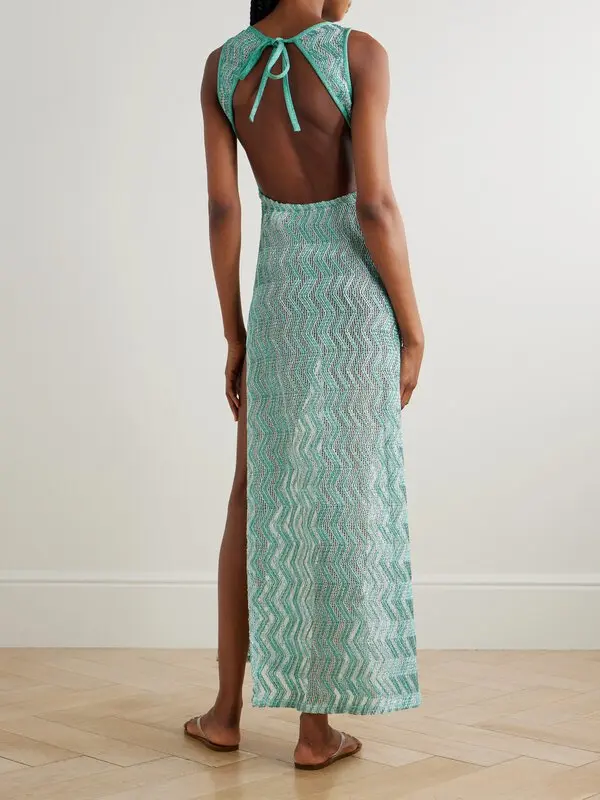 Missoni Striped Metallic Crochet-knit Coverup
