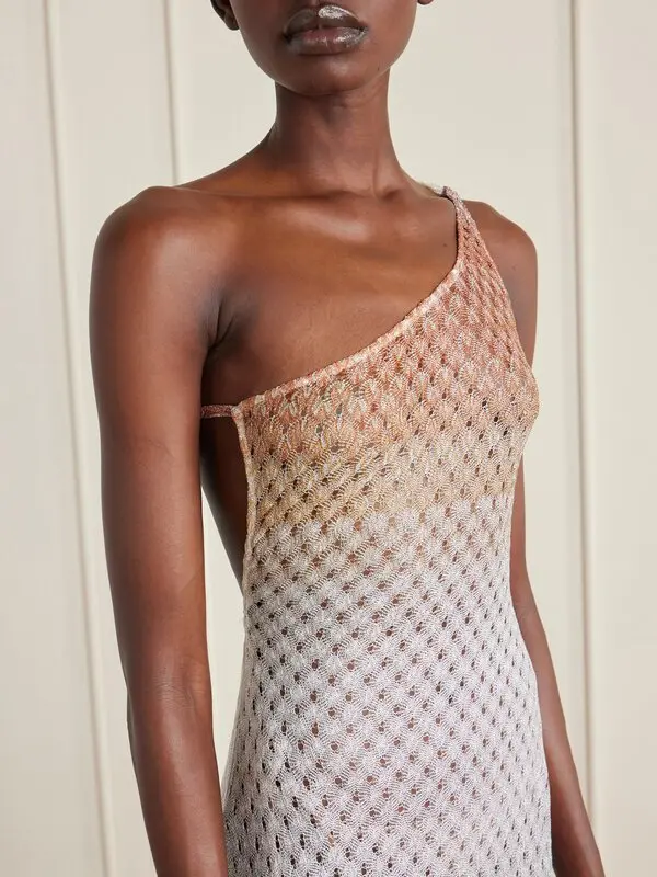 Missoni One-shoulder Metallic Crochet-knit Coverup