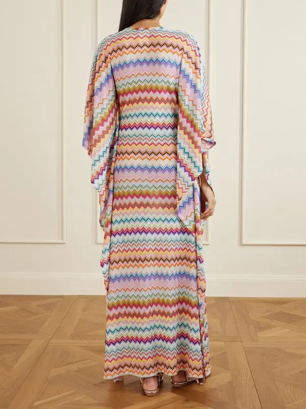 Missoni Striped Metallic Crochet-knit Kaftan