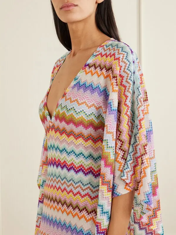 Missoni Striped Metallic Crochet-knit Kaftan