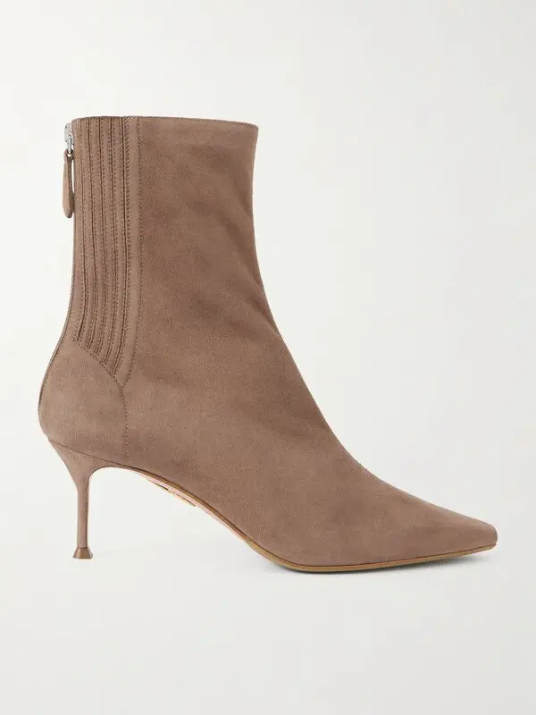 AQUAZZURA Saint Honoré 65 Suede Ankle Boots - Brown